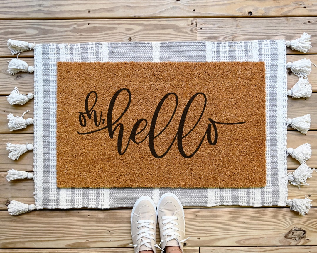 Oh Hello Doormat, Hello Welcome Mat, Housewarming Gift, Cute Doormat ...