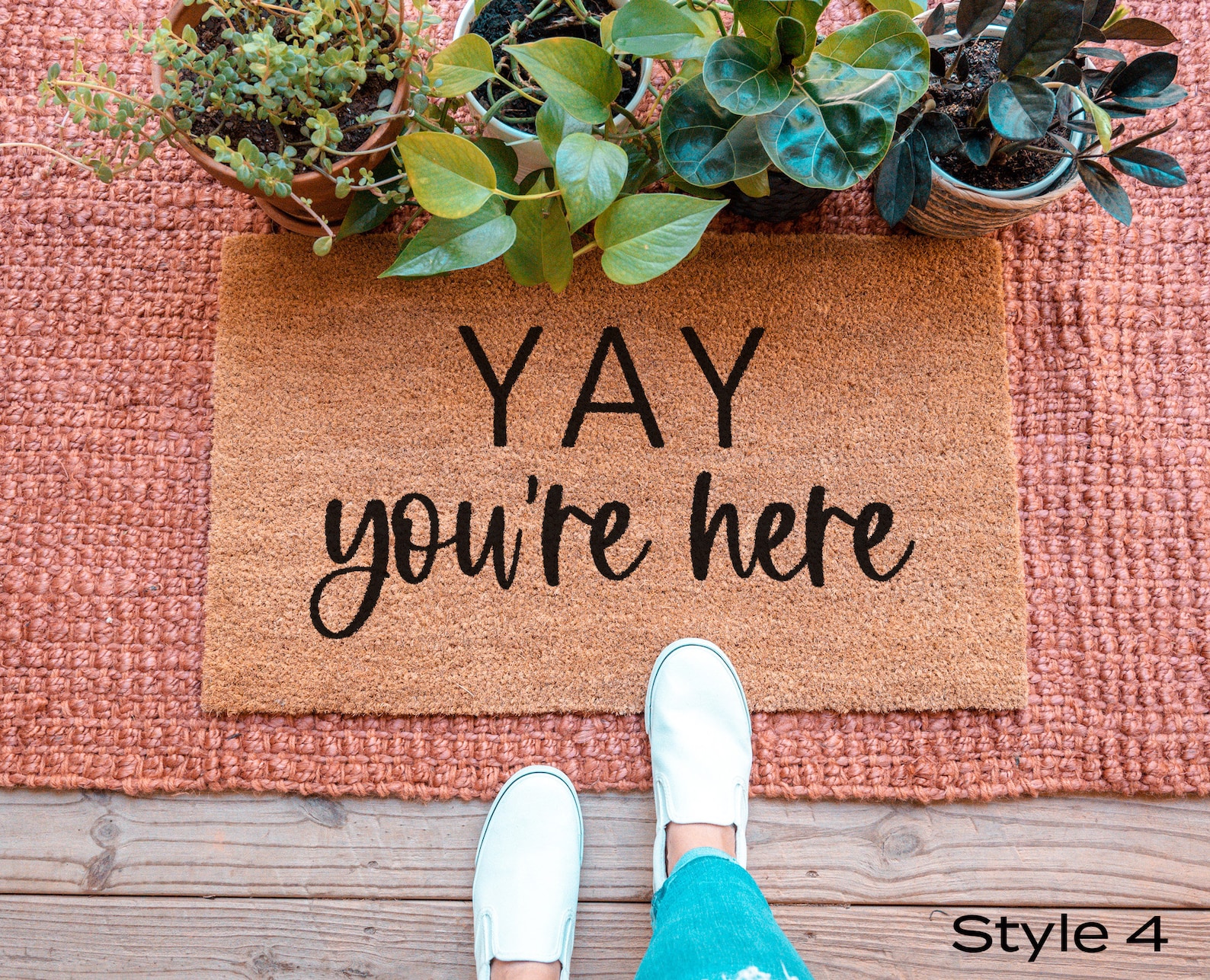 Yay You're Here Doormat Welcome Mat Welcome Doormat - Etsy