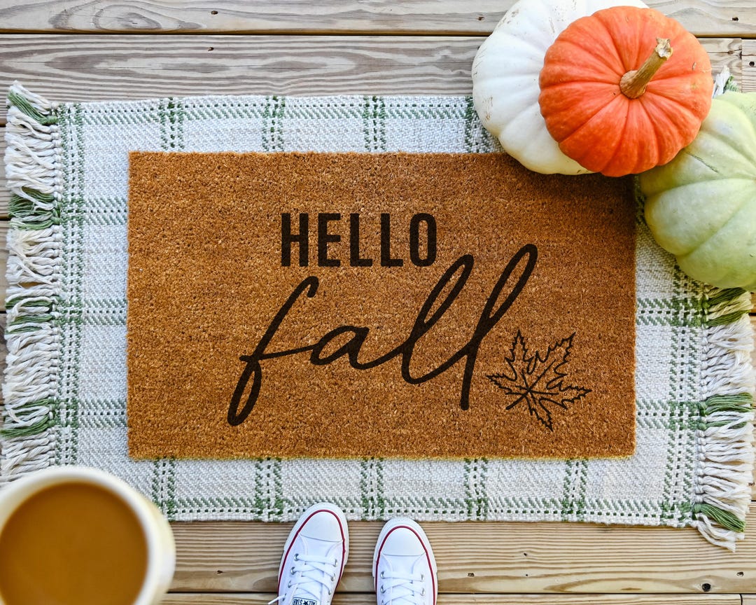 Hello Fall Coir Doormat: Autumn Porch Decor, Slip-resistant - Etsy