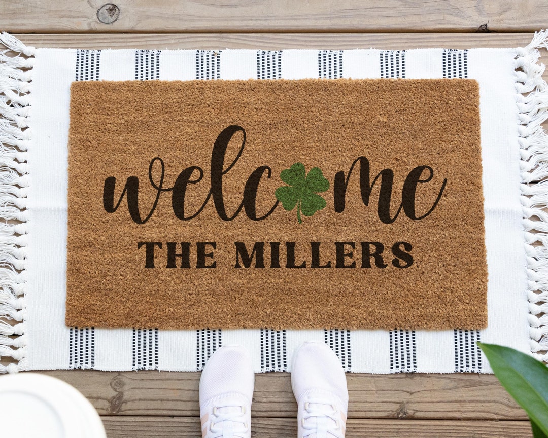 Personalized Shamrock Welcome Doormat, St. Patricks Day Door Mat ...