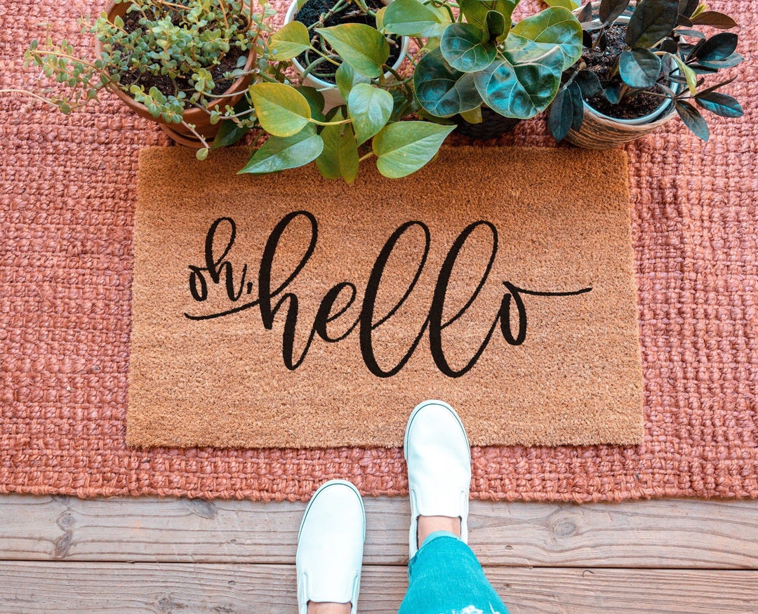 Oh Hello Doormat, Hello Welcome Mat, Housewarming Gift, Cute Doormat ...