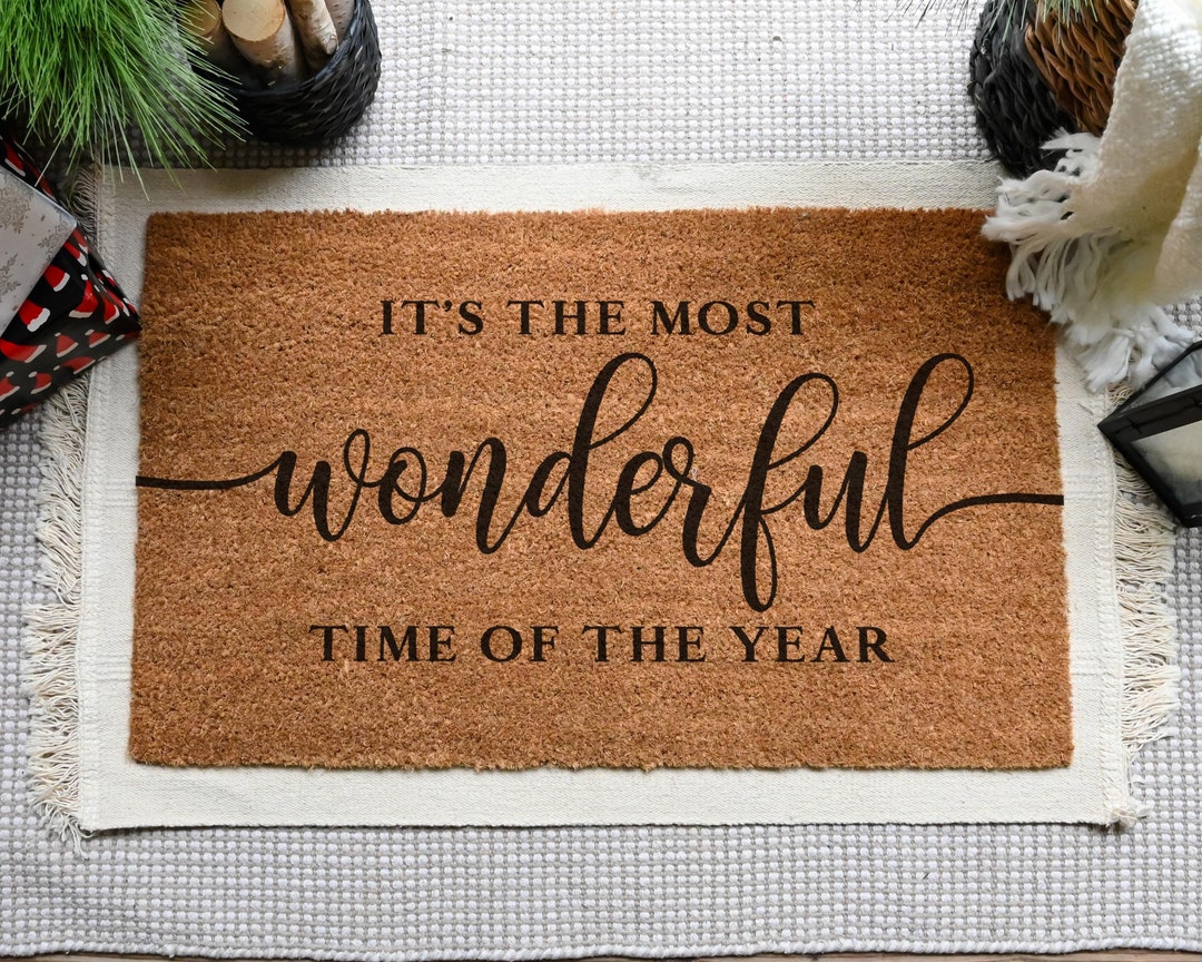 Most Wonderful Time of the Year Sign, Merry Christmas Doormat, Holiday ...