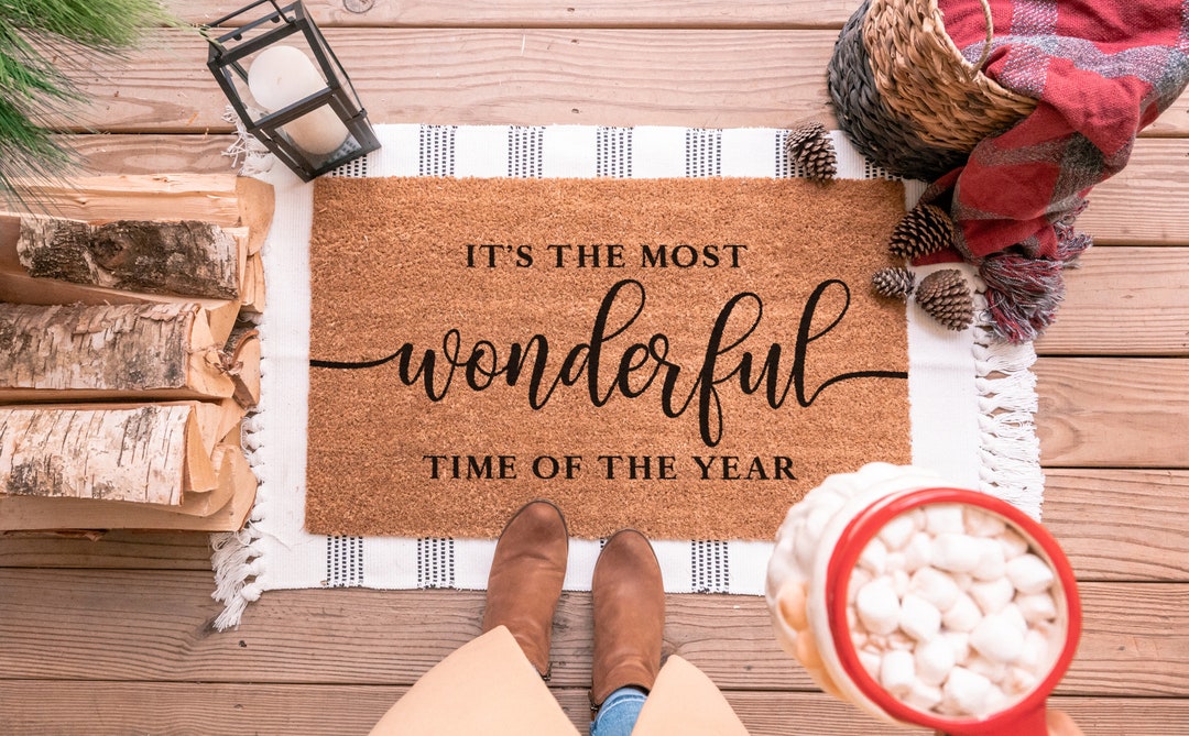 Most Wonderful Time of the Year Sign, Merry Christmas Doormat, Holiday ...