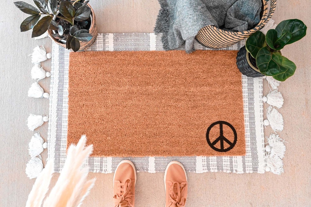 Peace Sign Doormat, Welcome Mat, Housewarming Gift, Cute Doormat ...