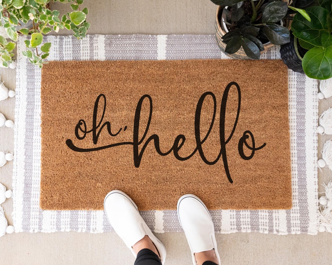 Oh Hello Doormat, Hello Welcome Mat, Custom Doormat, Personalized ...