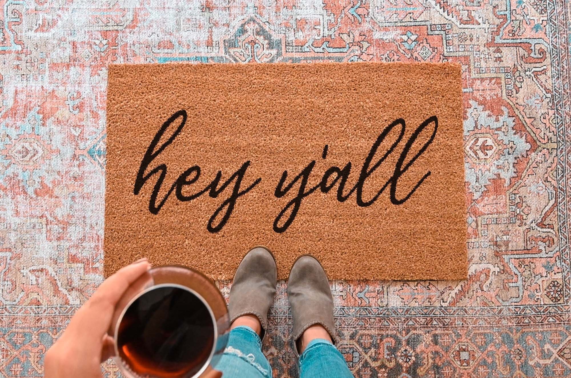 Hey Yall Door Mat Funny Welcome Mat Housewarming Gift Porch - Etsy