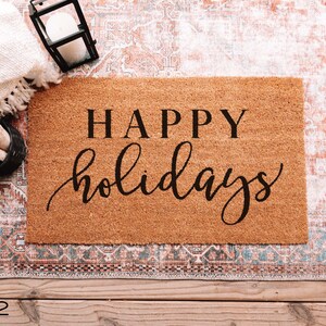 Happy Holidays Doormat Holiday Doormat Merry Christmas - Etsy