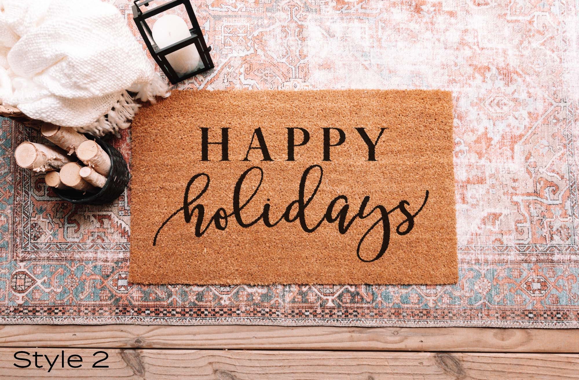 Happy Holidays Doormat Holiday Doormat Merry Christmas - Etsy