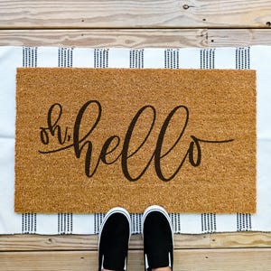 Oh Hello Doormat, Hello Welcome Mat, Housewarming Gift, Cute Doormat ...