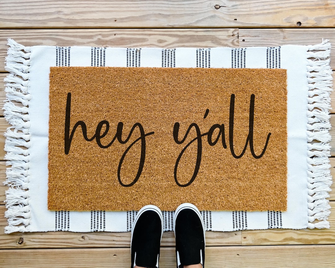 Hey Yall Door Mat, Funny Welcome Mat, Housewarming Gift, Porch Decor ...