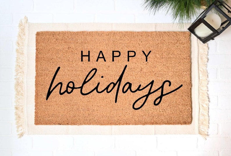 Happy Holidays Doormat Holiday Doormat Merry Christmas | Etsy