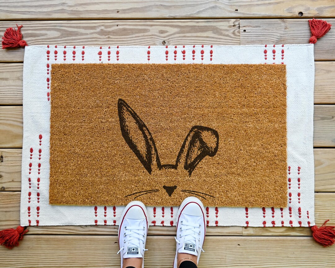 Bunny Doormat, Easter Door Mat, Spring Welcome Mat, Easter Decor ...