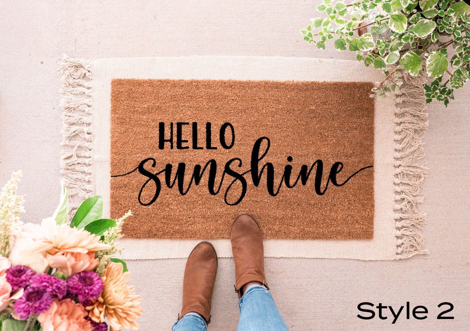 Hello Sunshine Doormat, Welcome Mat, Housewarming Gift, Summer Decor ...
