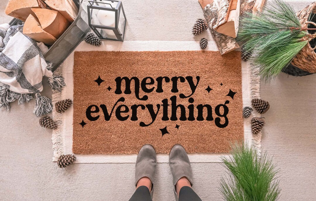 Merry Everything Doormat, Merry Christmas Door Mat, Holiday Doormat ...