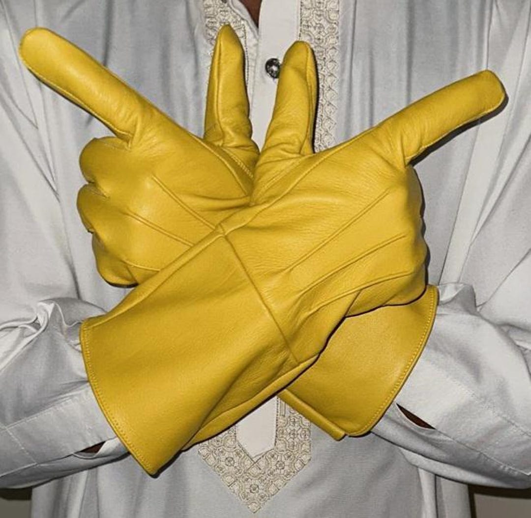 Medieval Long Arm Cuff Yellow Leather Gauntlet Gloves - Etsy