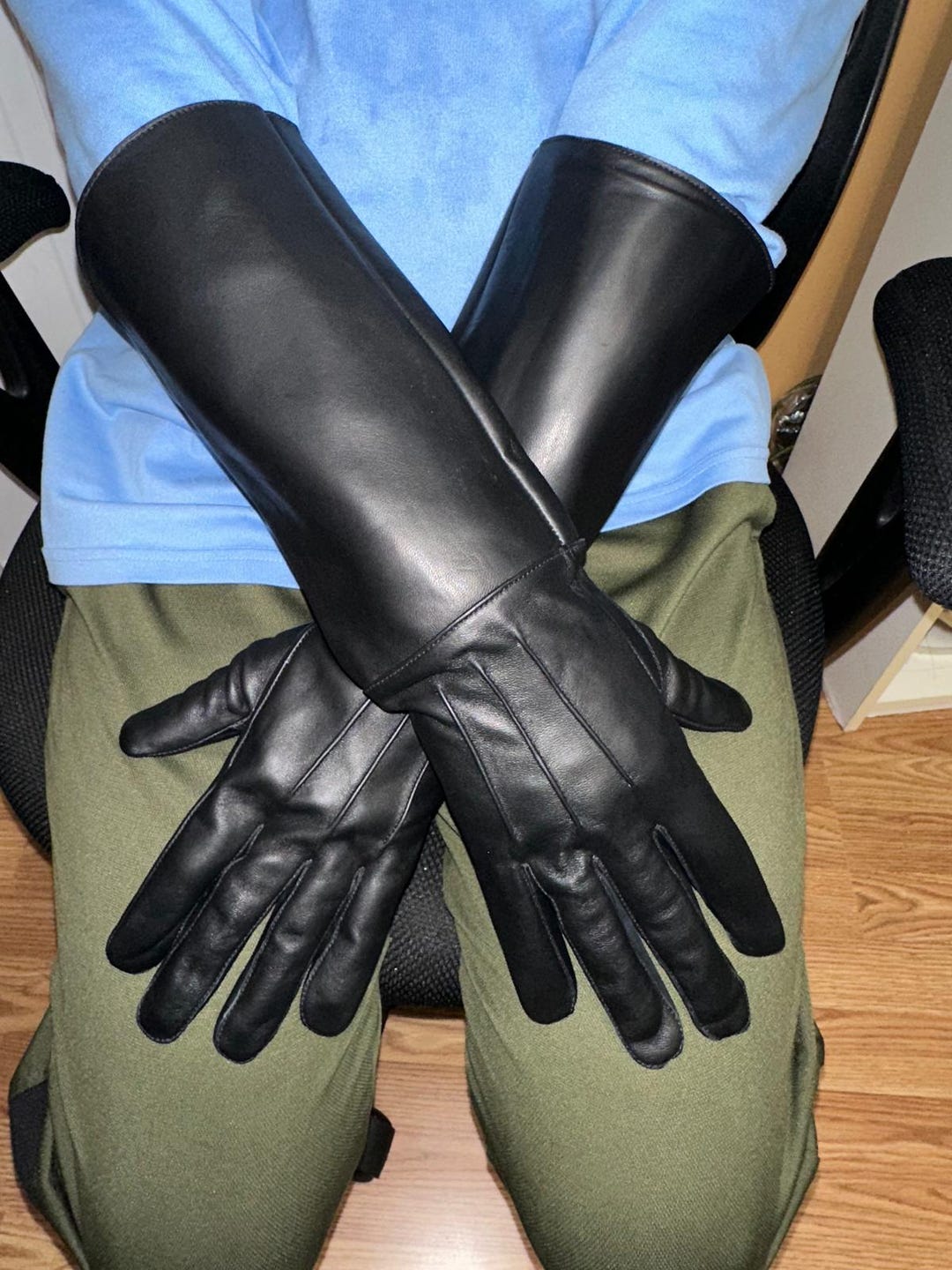 Medieval 7" Long Arm Cuff Black Leather Gauntlet Gloves - Etsy