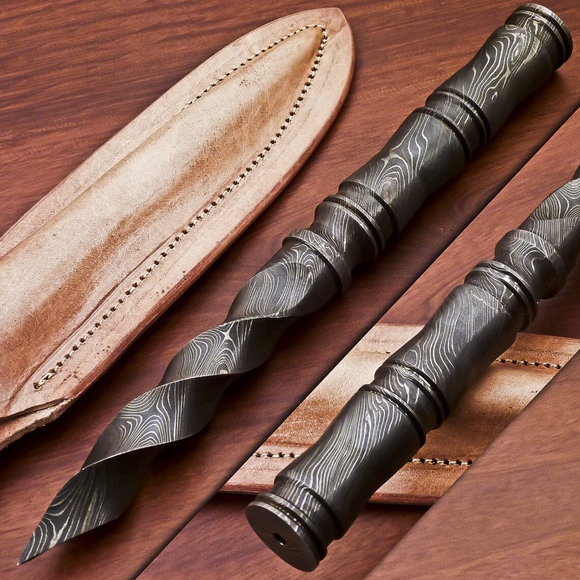 Custom Handmade Damascus Steel Kris Blade Tri-dagger Hunting Knife With ...