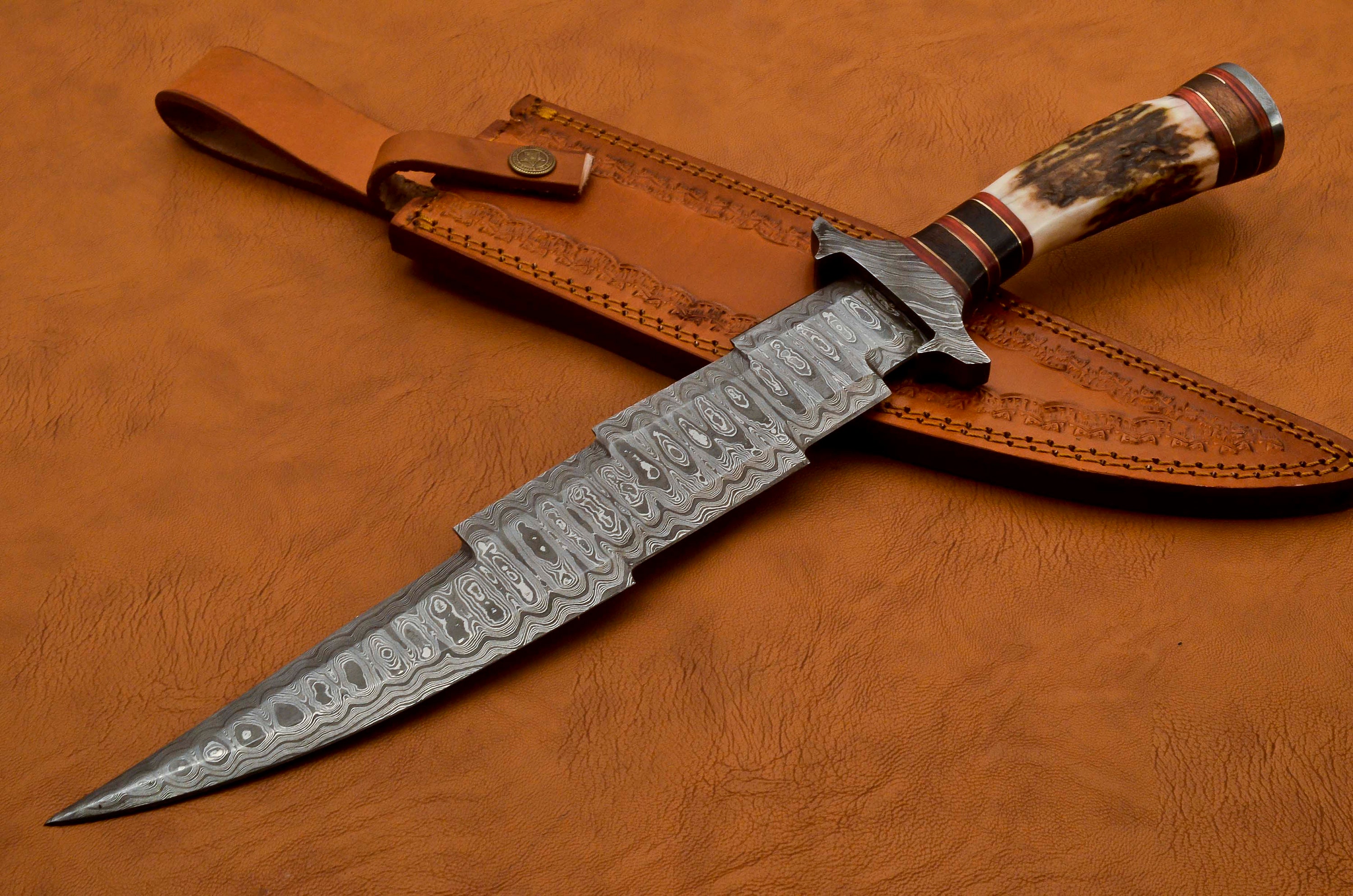 Custom Damascus Fighter Kris Dagger Hunting Knife Stag - Etsy
