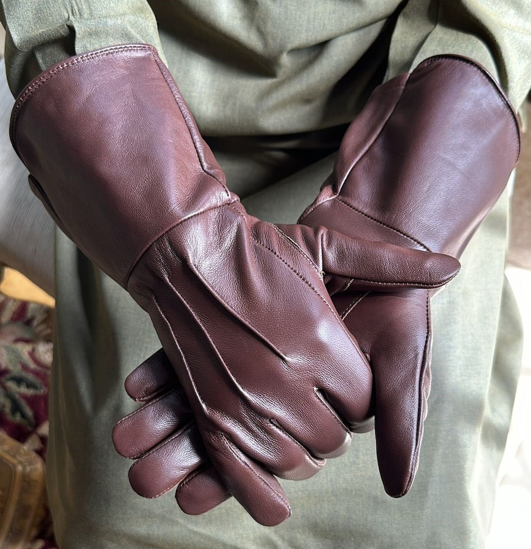 Medieval Leather Gauntlet Gloves - Long Arm Cuff - Etsy