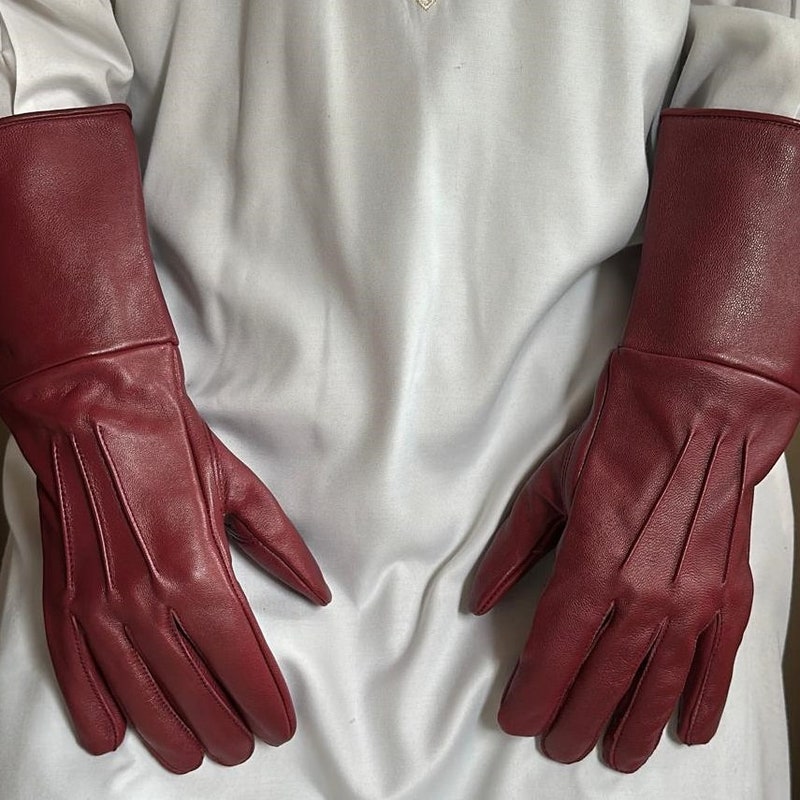 Long Red Leather Gloves - Etsy