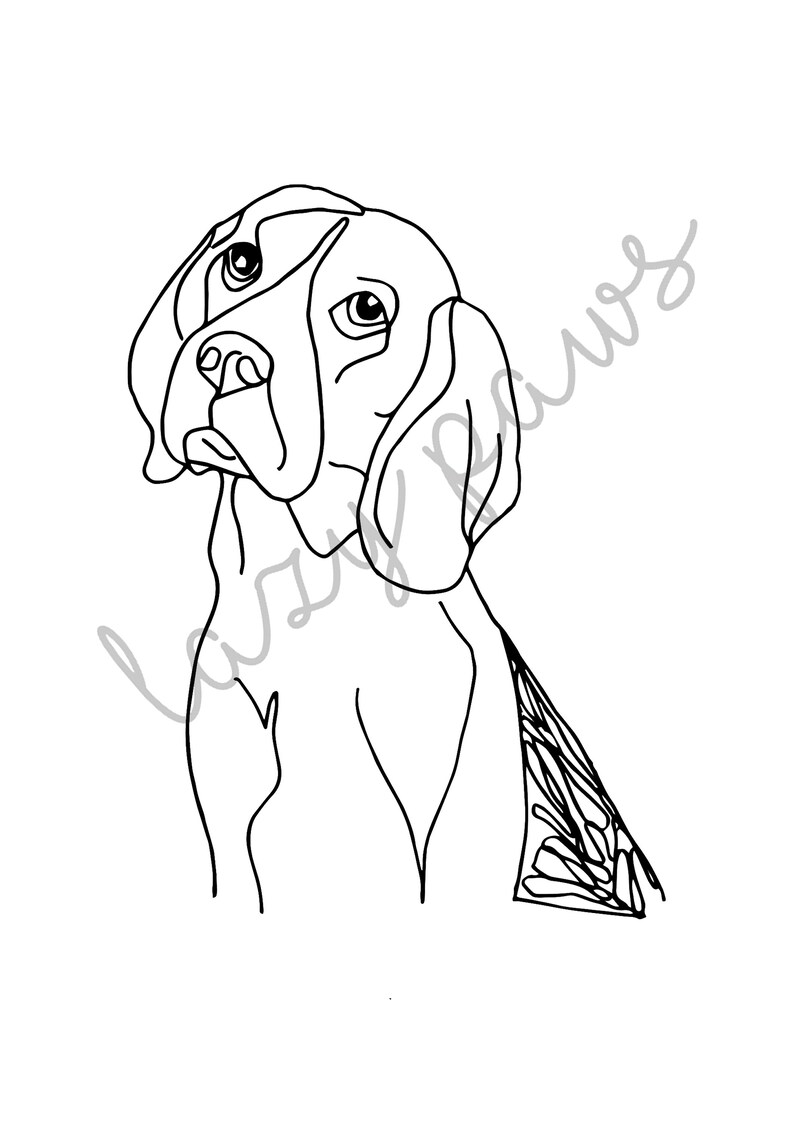 Beagle Line Drawing A4 Print Option to Personalise | Etsy
