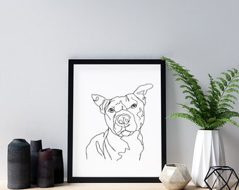 Staffy Line Drawing | Etsy