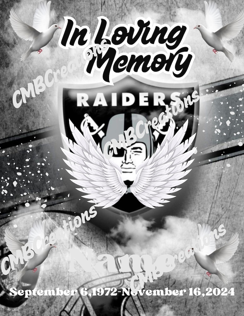 Raiders Memorial Image Template - Etsy