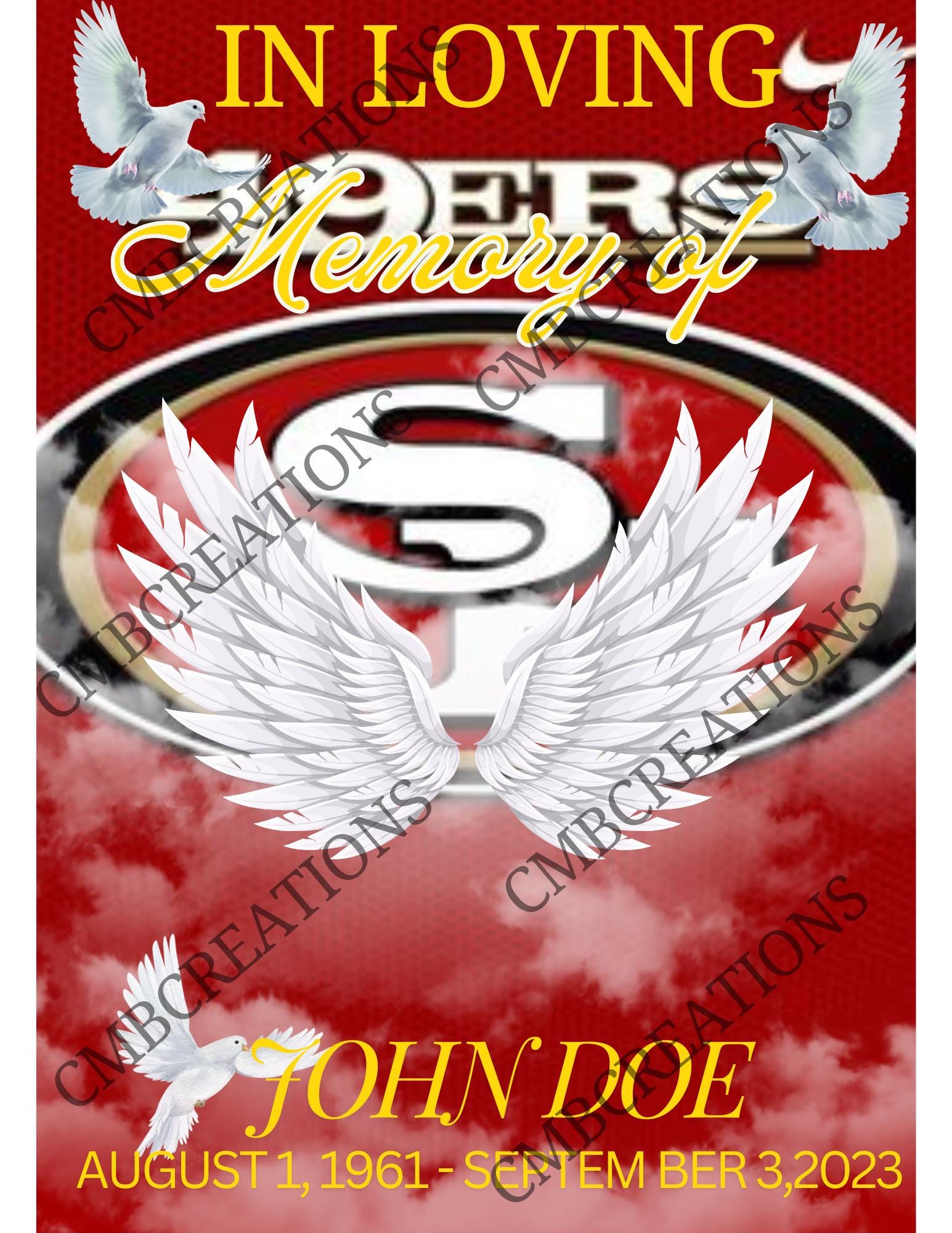 49ers Memorial Image Template - Etsy