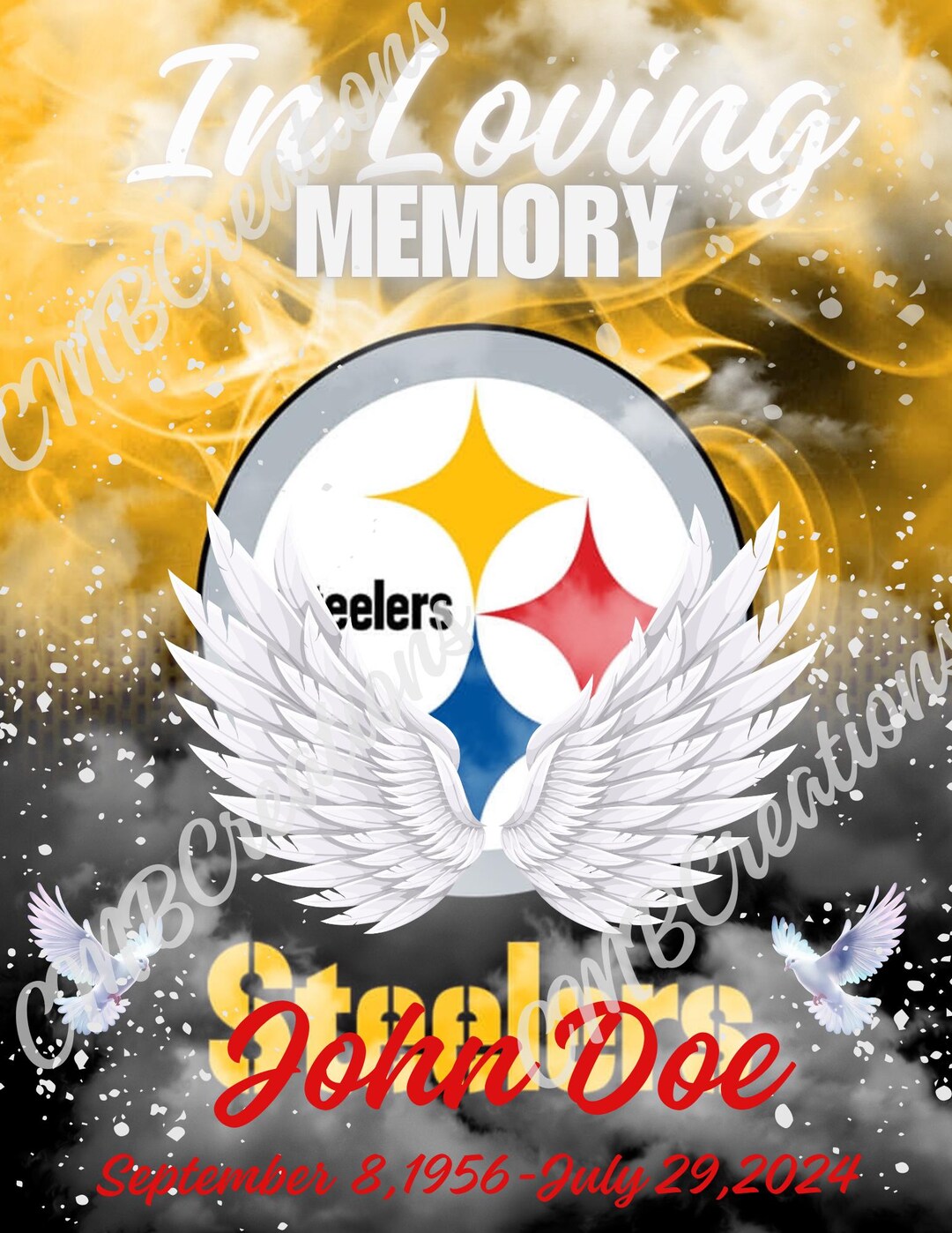 Steelers Memorial Image Template - Etsy