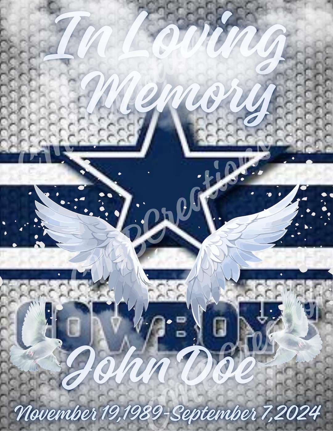 Cowboys Memorial Image Template - Etsy