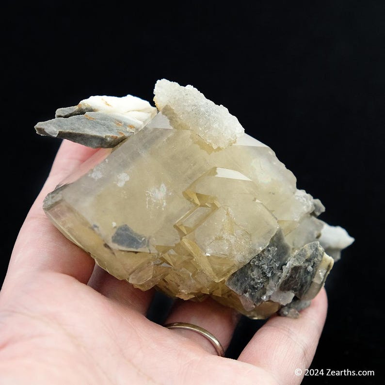 Old-timer Large Yellow Baryte Crystal With Quartz From Xikuangshan Mine ...