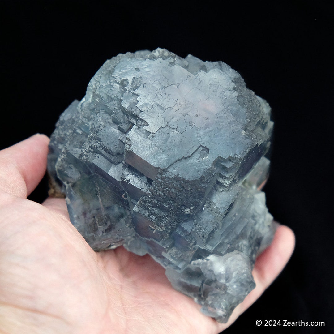 Large Stepped Blue Fluorite Crystal With alien Eye Phantom From ...