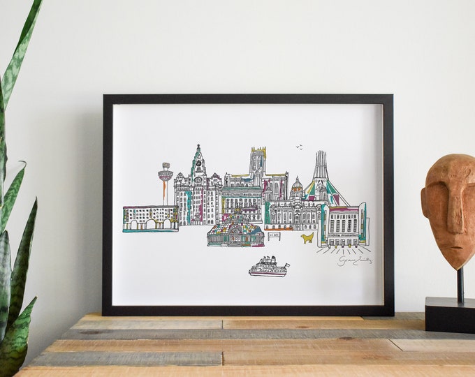 Liverpool Landmarks Skyline Print - Liverpool Print - Etsy
