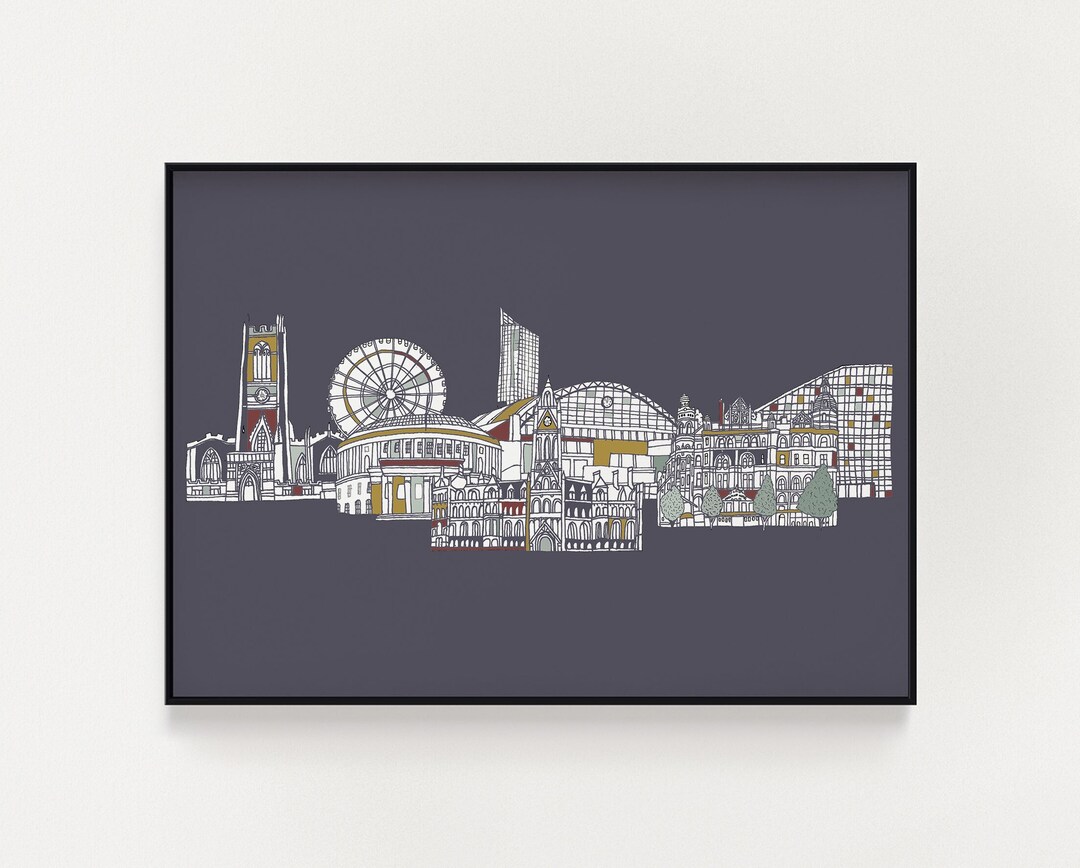 Manchester Landmarks Skyline Print Purple - Etsy