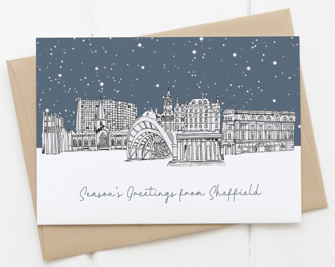 Sheffield Landmarks Skyline Christmas Card - Etsy