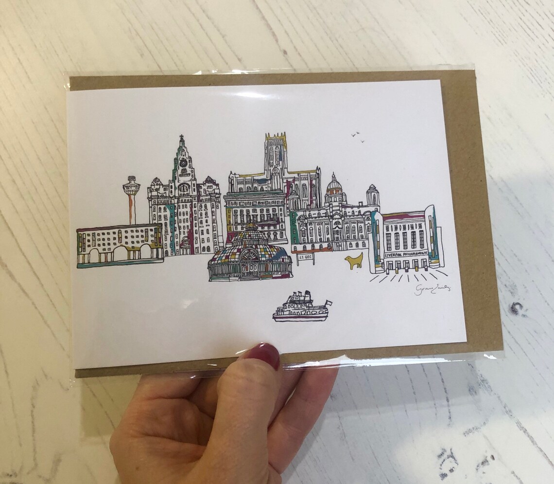 Liverpool landmarks greetings card | Etsy