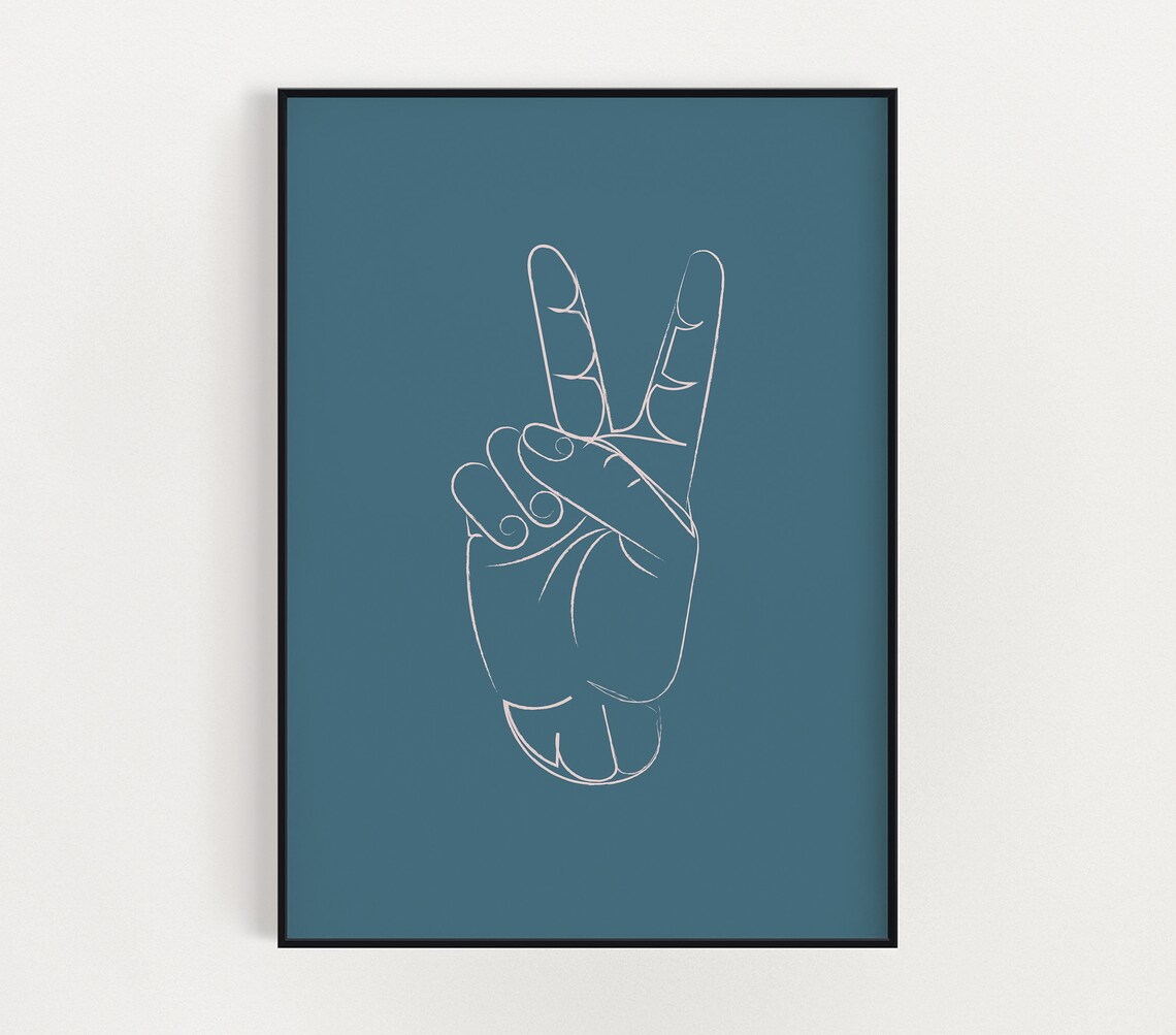 Blue Peace Sign Print | Etsy