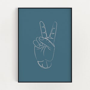 Blue Peace Sign Print - Etsy