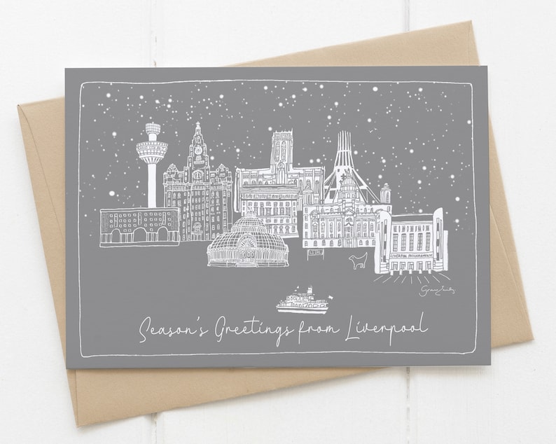 Liverpool Landmarks Christmas Card - Liverpool Christmas Card - Etsy UK