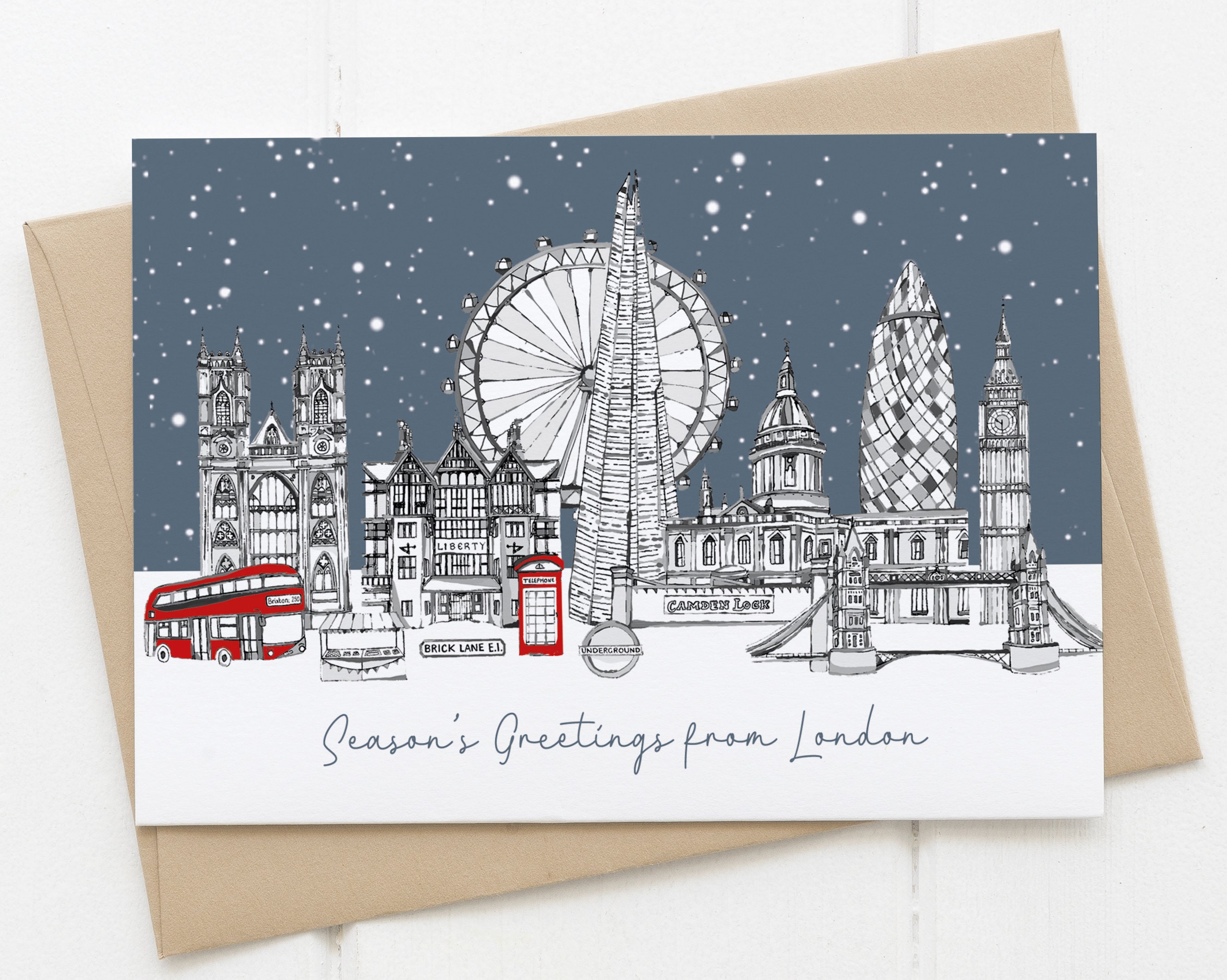 London Landmarks Skyline Christmas Card - Etsy