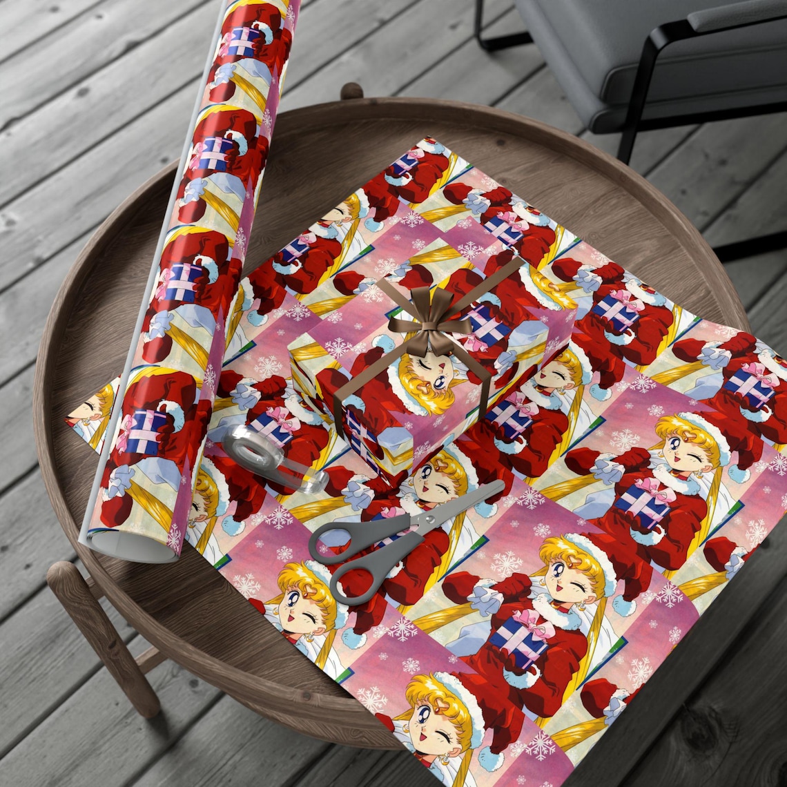 Sailor Moon Santa Girl Gift Wrap Papers | Christmas Wrapping Paper - Etsy
