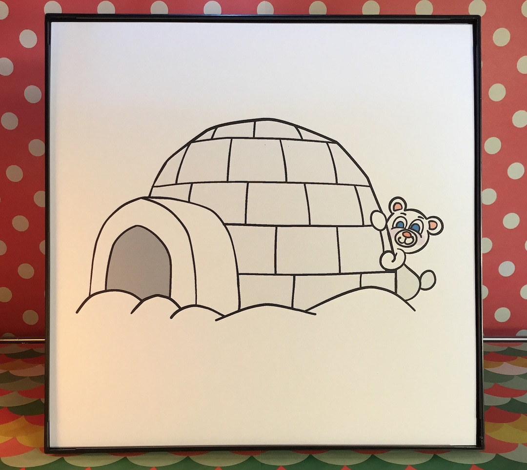 Polar Bear and Igloo Cute Simple Square Children's Room Wall Art - Etsy