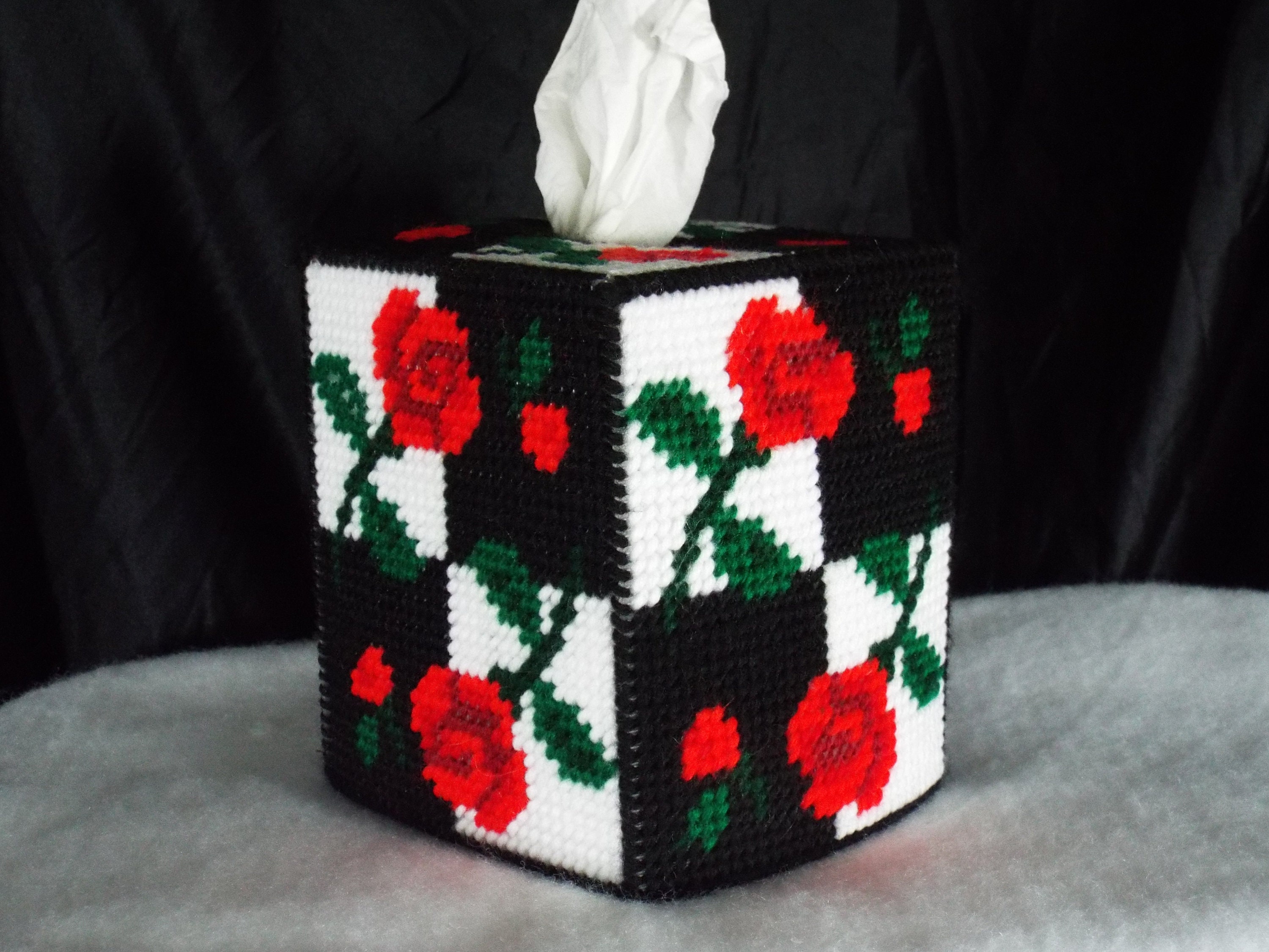 Black and Red Rose Tissue Cover - Etsy