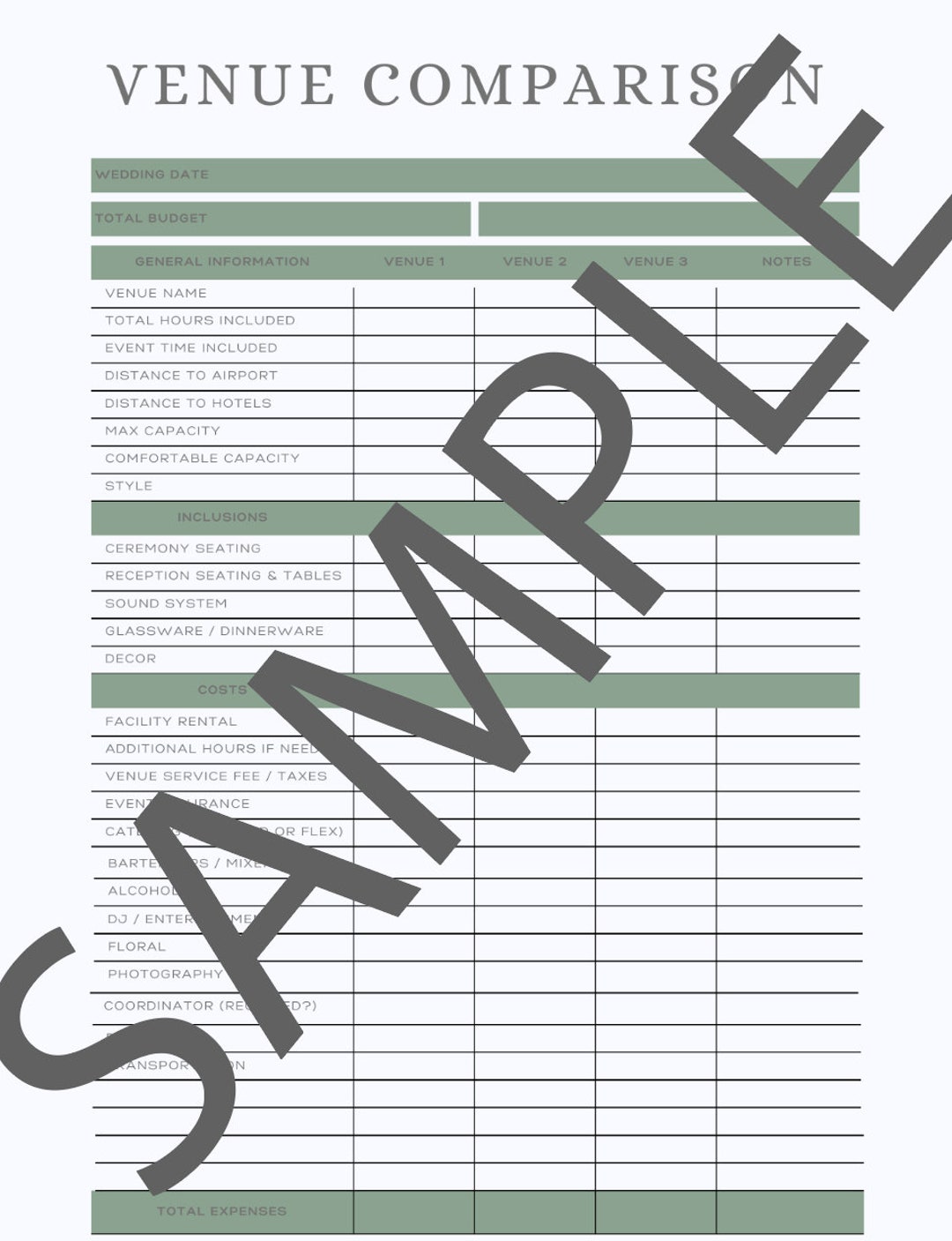 Wedding Venue Cost Guide - Etsy