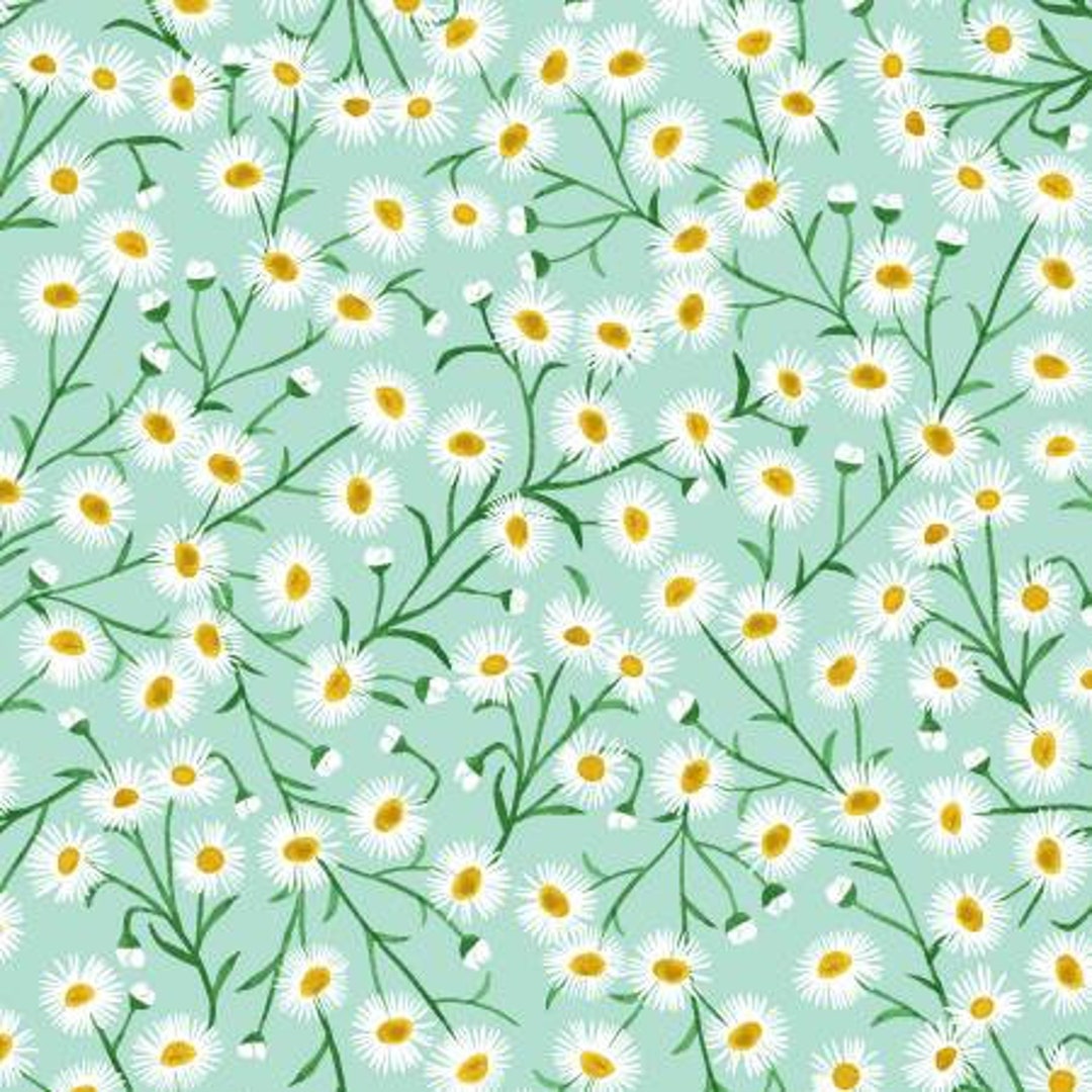 Springtime by Clothworks Aqua Daisies Y3773-103 - Etsy
