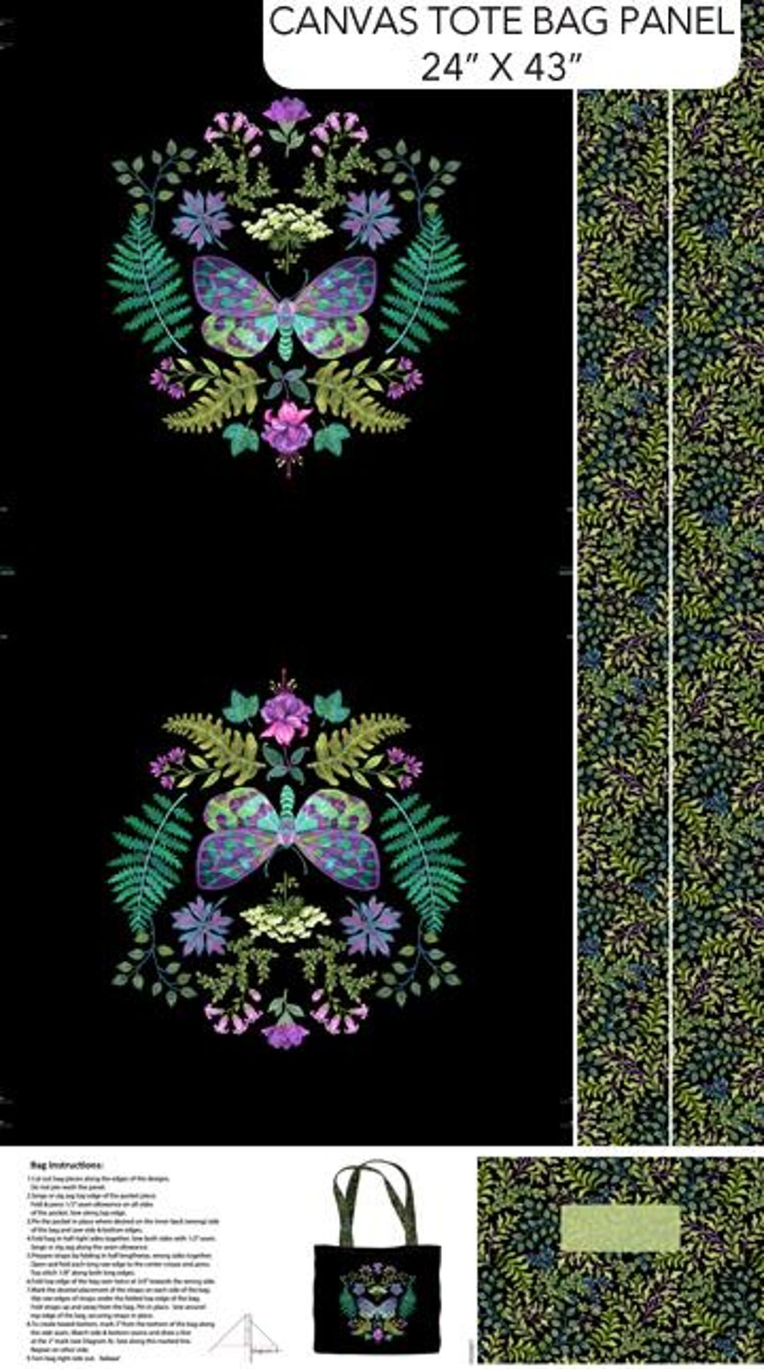 Nightshade Canvas Tote Bag Panel C27735-99 by Northcott Fabrics - Etsy