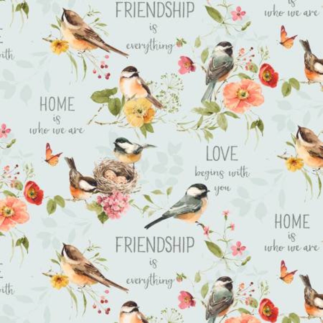 Blessed by Nature Blue Large All Over Birds 17811-427 by Wilmington ...