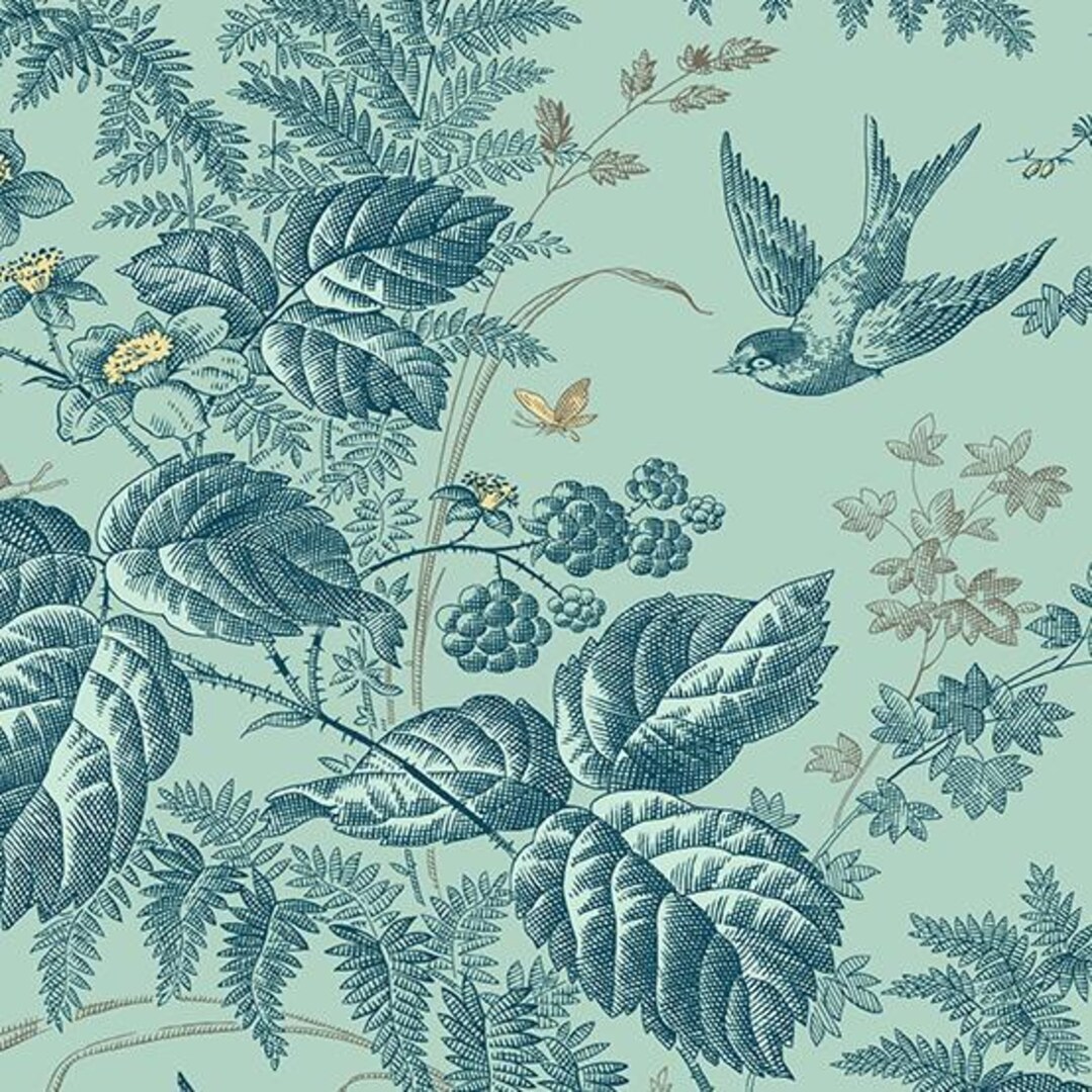 Secret Stash Cool Tones Main Blue Birds A-9174-T by Andover Fabrics and ...