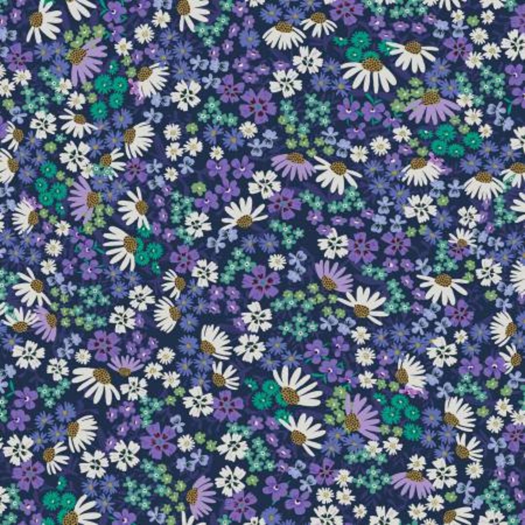 Springtime by Clothworks Light Navy Echinacea Y3772-93 - Etsy
