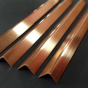 Copper Sheet Angle .027" 20oz. 22 Gauge 1/2" X 1/2" X 8" (4 Pc.) - Etsy